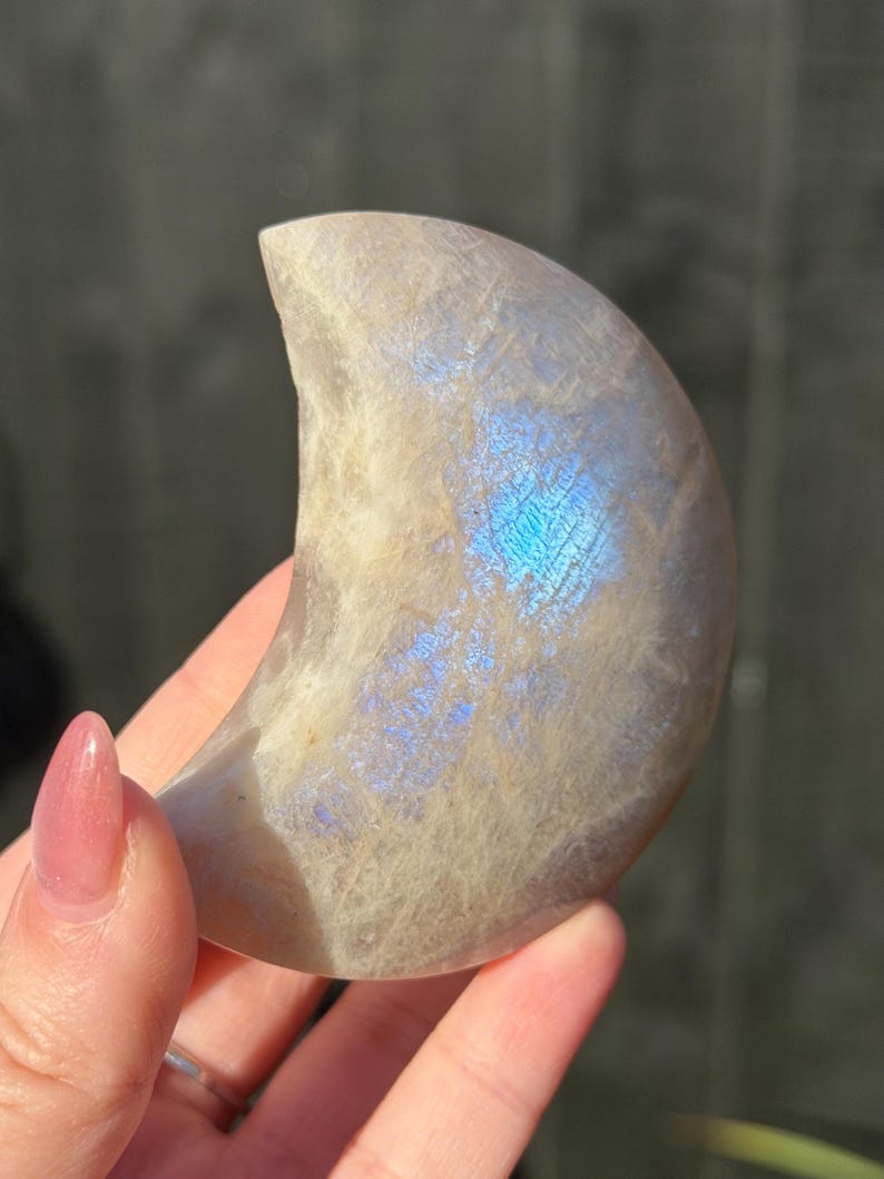 Moonstone Moon on Stand - Crystal - Blue Flash - High Quality ...