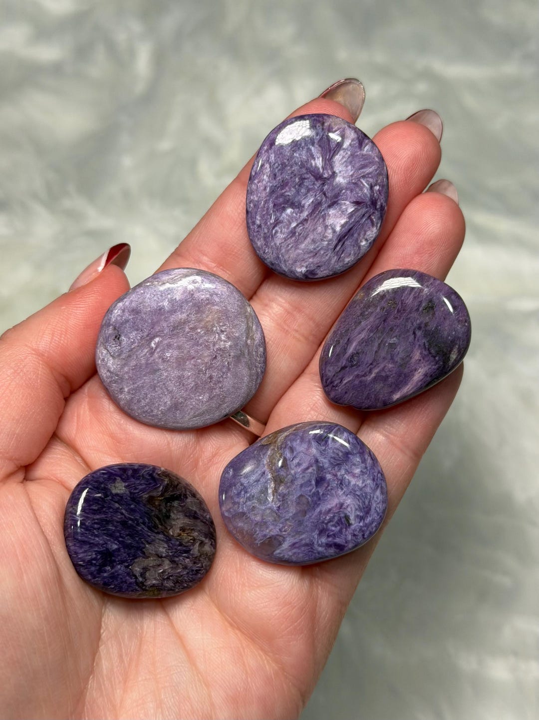 Charoite Mini Flat Palmstone - Crystal - A Grade - Polished Gemstone ...