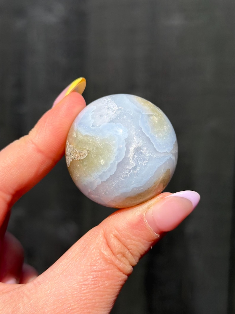 Blue Lace Agate Druzy Sphere - Crystal - Polished Gemstone - Chakra ...