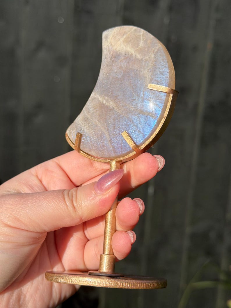 Moonstone Moon on Stand - Crystal - Blue Flash - High Quality ...