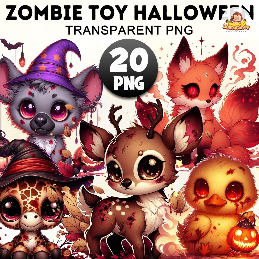 20+ Animals Zombies Clipart Bundle, Woodland Zombie Toy Png, Funny ...