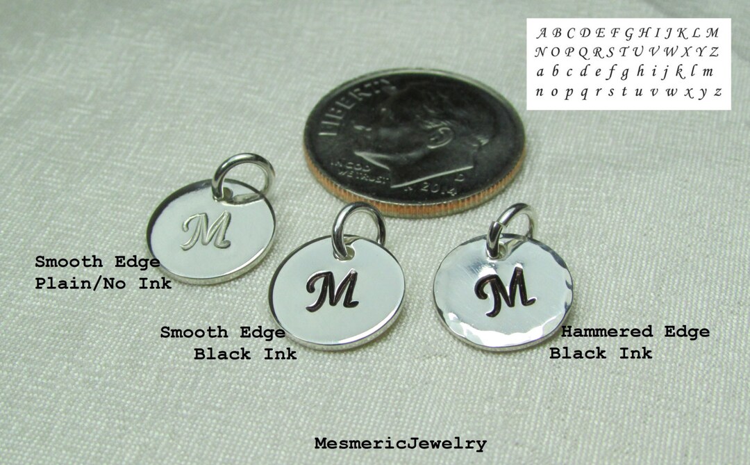 Personalized Initial Charm - Small Hand Stamped Charm - Sterling Silver ...