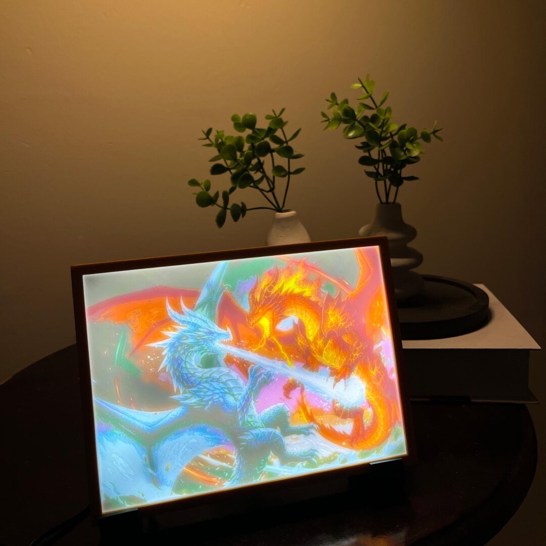 Fire Dragon and Ice Dragon Table Lamp, Game Room Desk Lamp, Night Light ...