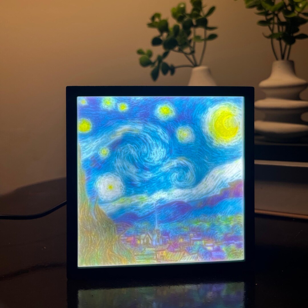 Starry Night Desk Decor, 3D Print Night Light, Bedroom Decor Light ...