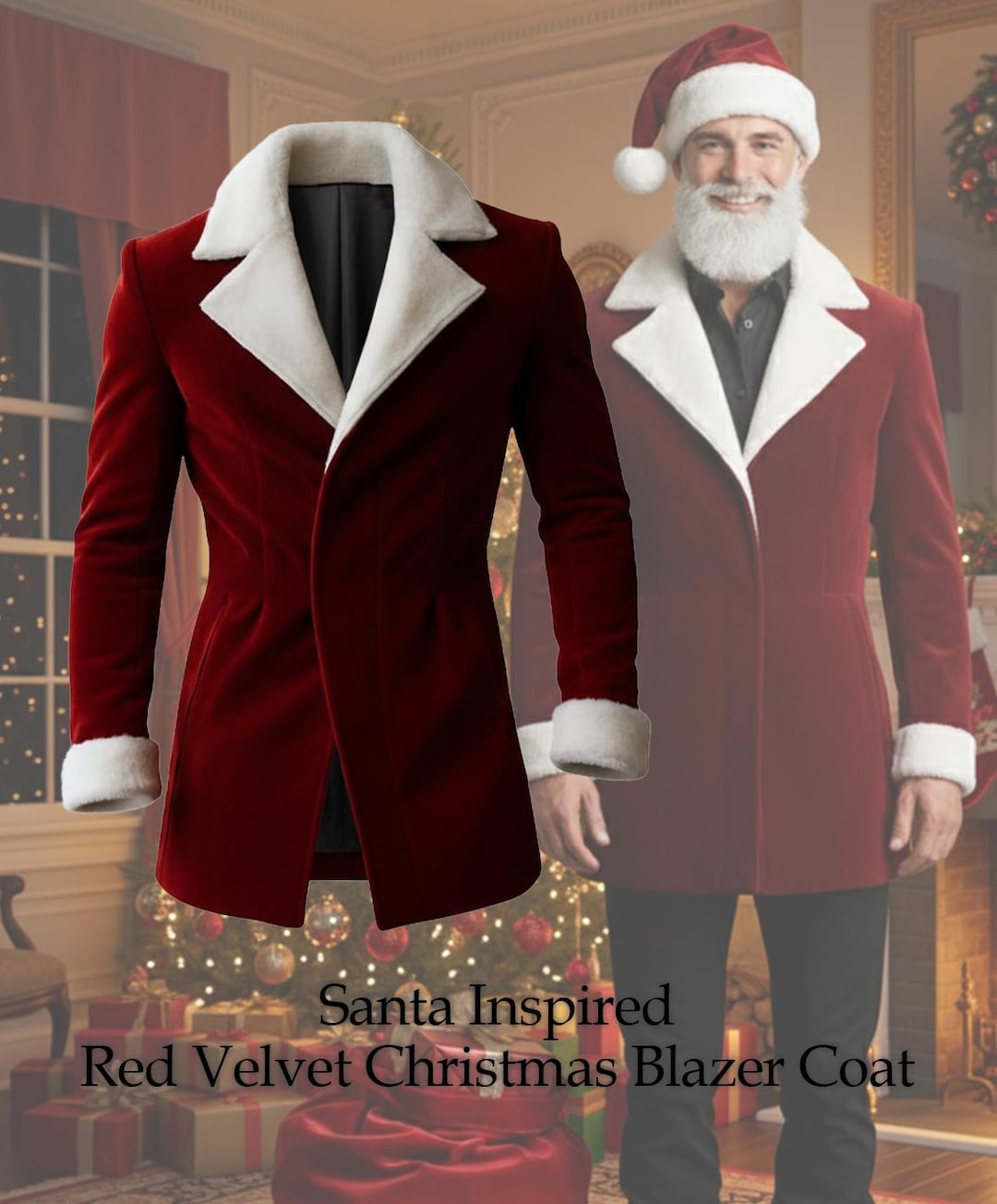 Santa Claus Inspired Red Velvet Christmas Blazer Coat - Etsy