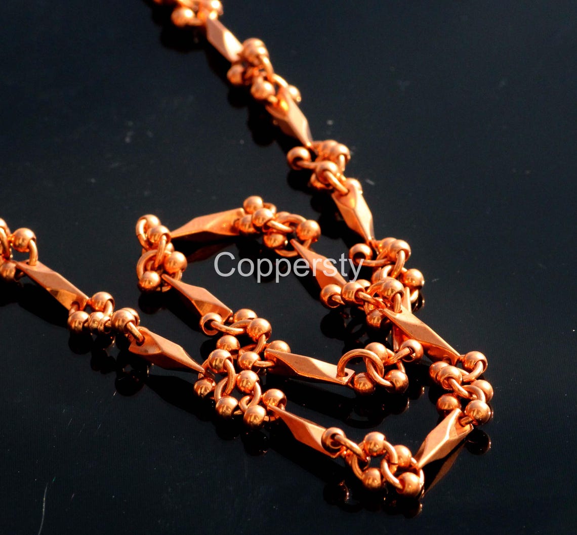 Solid Copper Bead Chain, Antique Finish, Chunky Necklace - Etsy