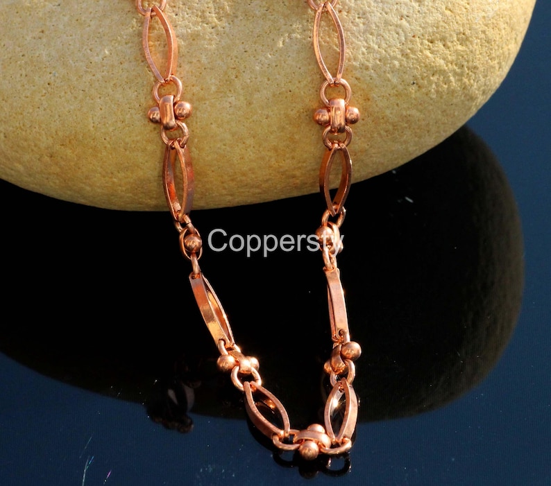 Solid Copper Bead Chain, Antique Finish, Chunky Necklace - Etsy