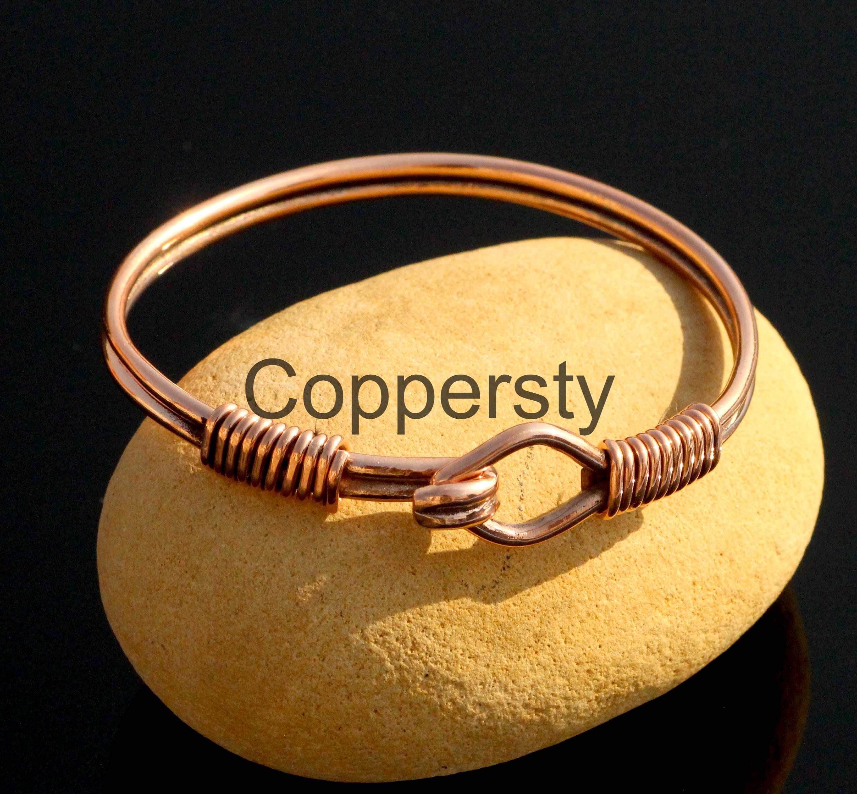 Wire Wrapped Pure Copper Bracelet - Minimalist Hook Bracelet ...