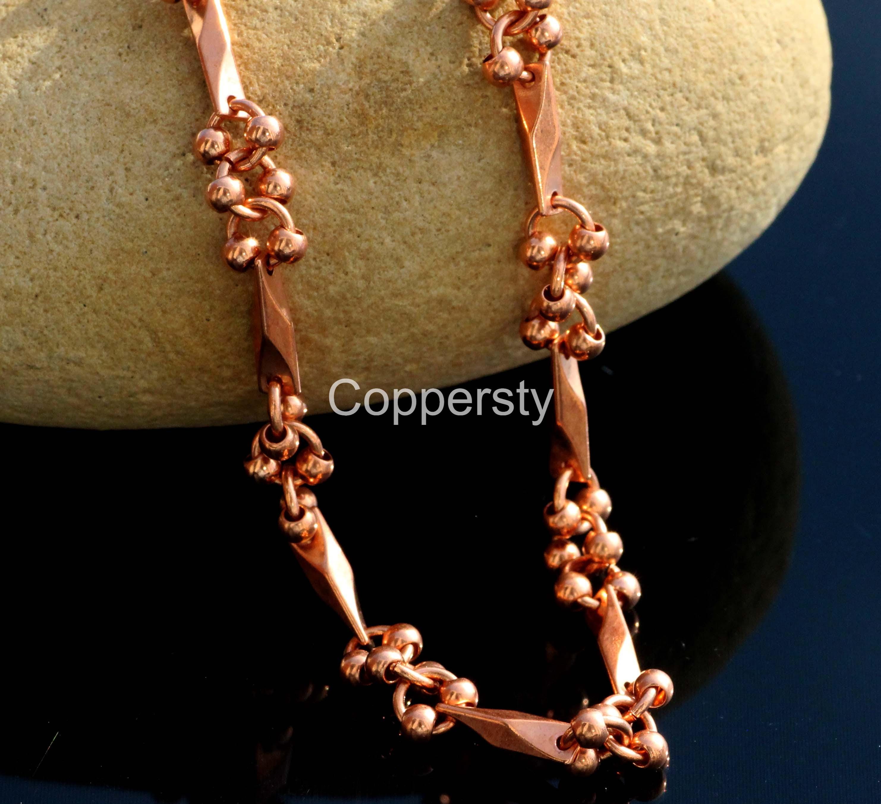 Solid Copper Bead Chain, Antique Finish, Chunky Necklace - Etsy