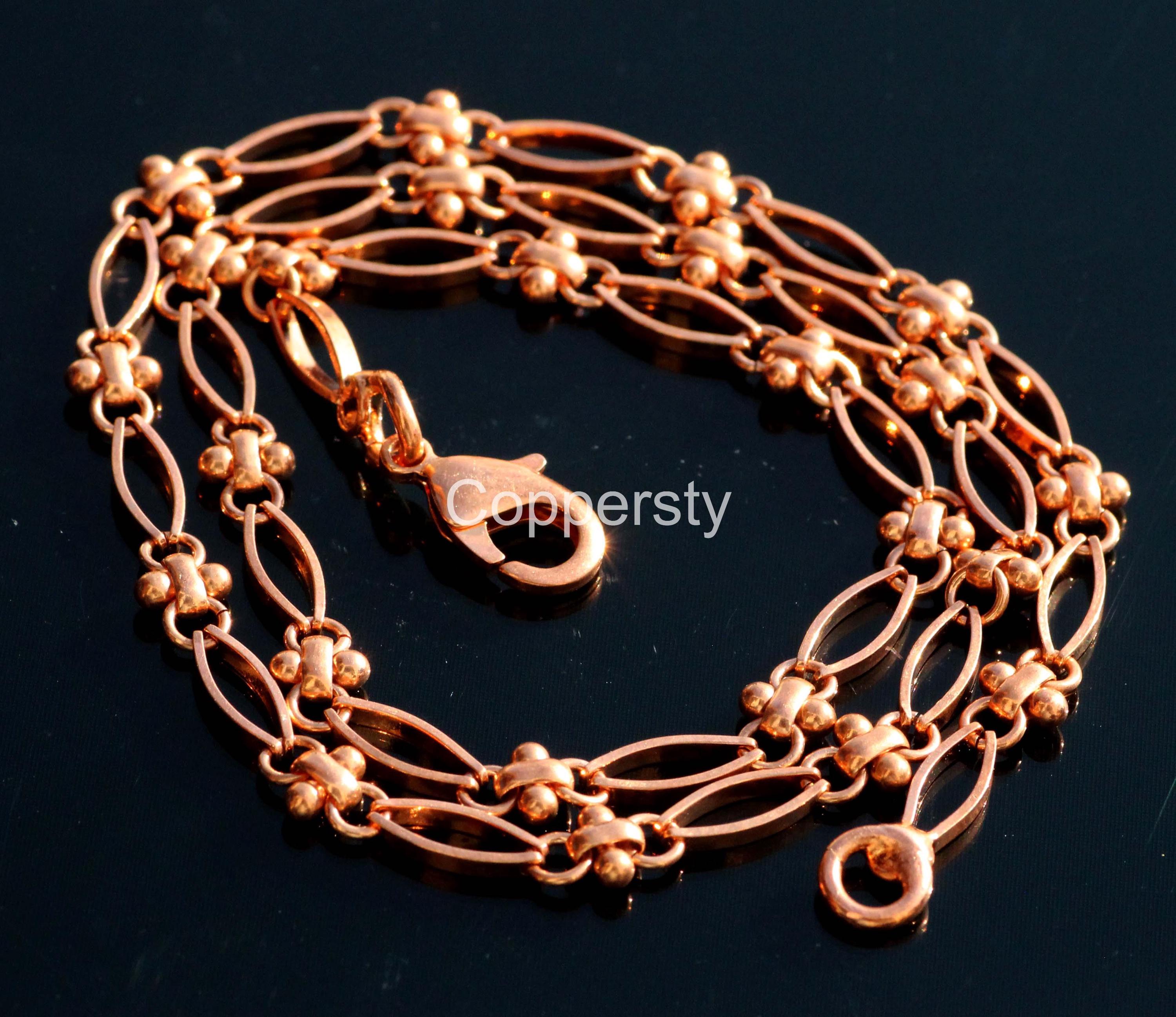 Solid Copper Bead Chain, Antique Finish, Chunky Necklace - Etsy