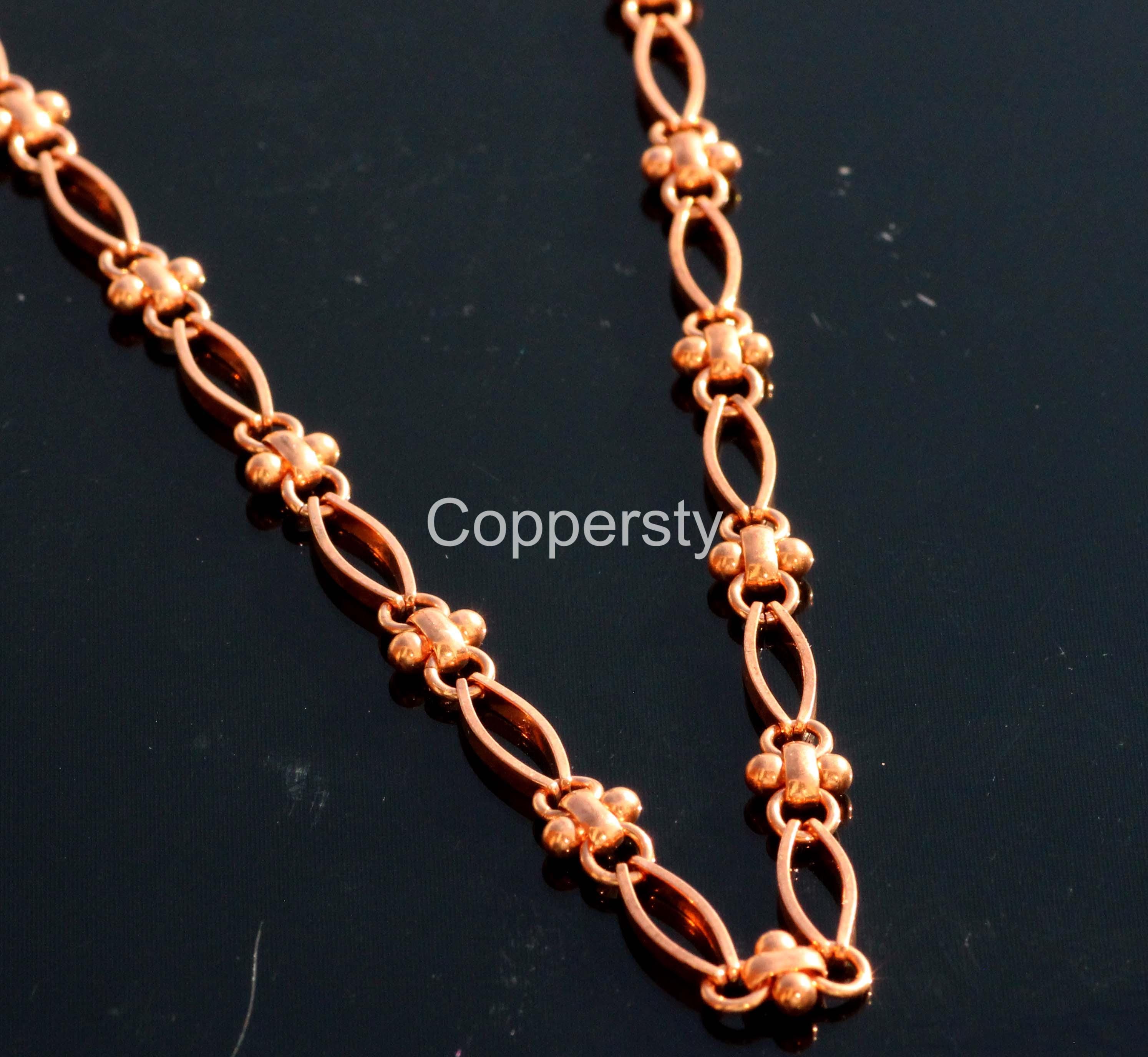 Solid Copper Bead Chain, Antique Finish, Chunky Necklace - Etsy