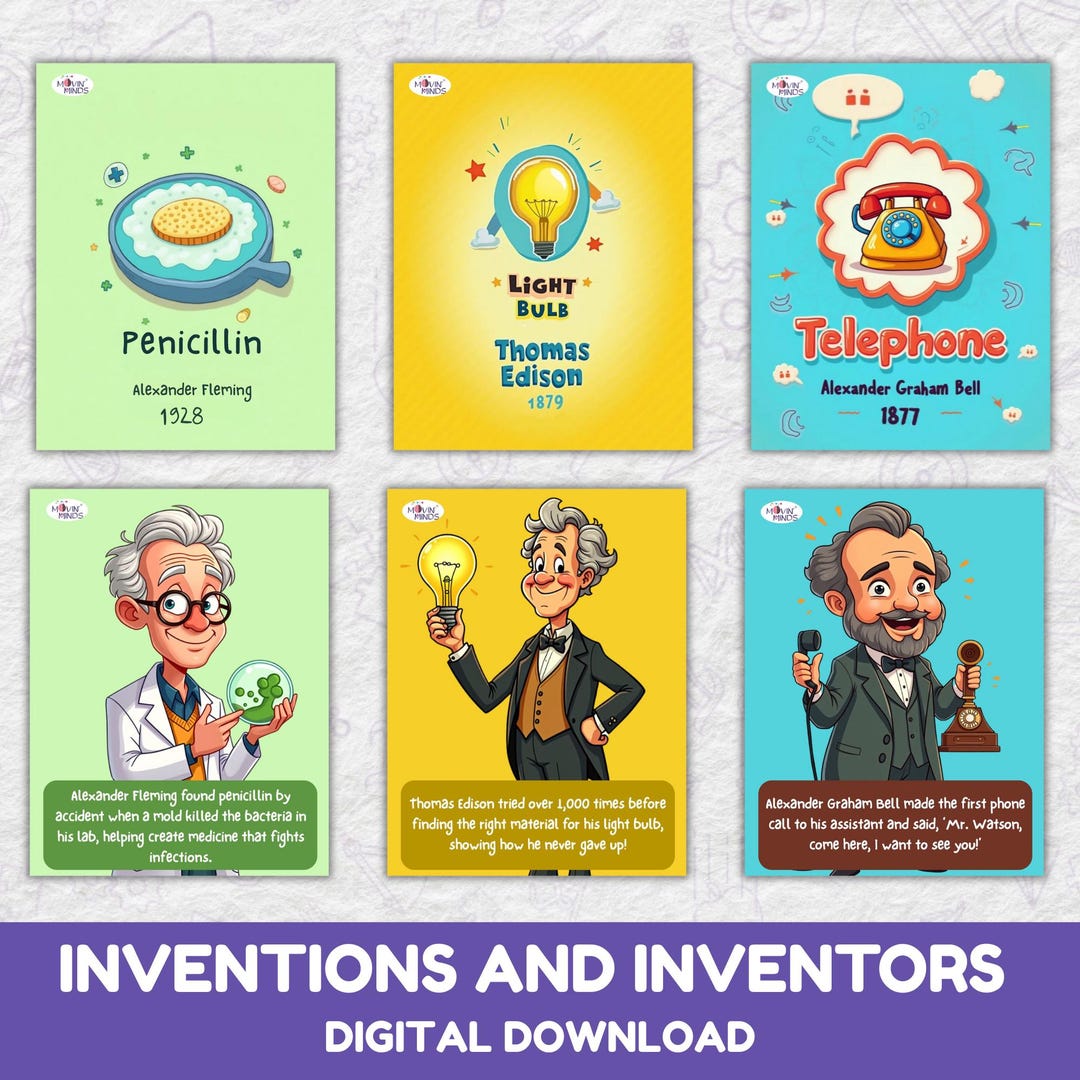 Kids Inventors Flashcards Printable | Famous Inventions Science History ...