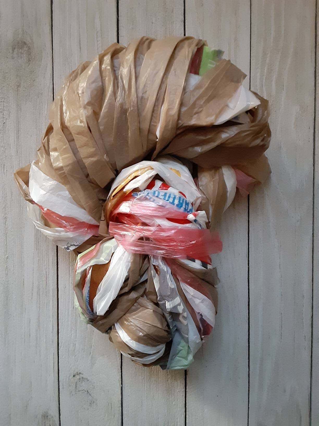 Plarn Plastic Yarn Handmade Green White Yellow Brown - Etsy