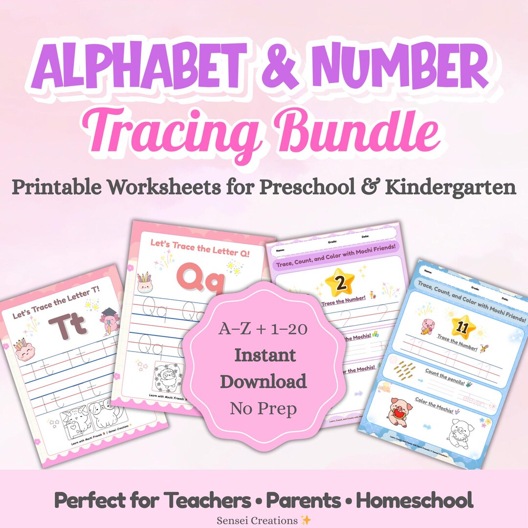 Alphabet and Number Tracing Bundle | Printable Preschool Worksheets | A ...