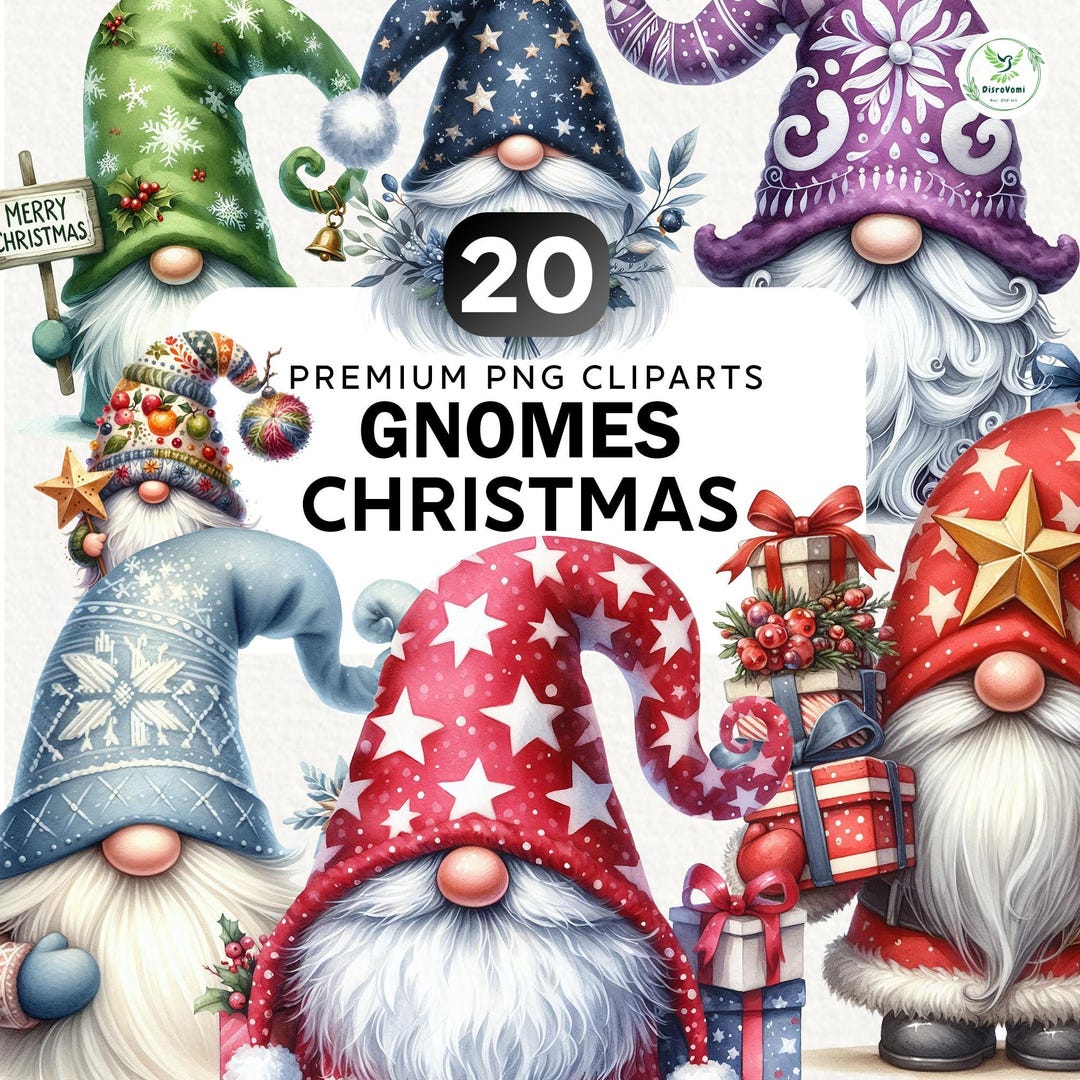 20+ Watercolor Gnomes Christmas Clipart Bundle, Christmas Gonk Gnome ...