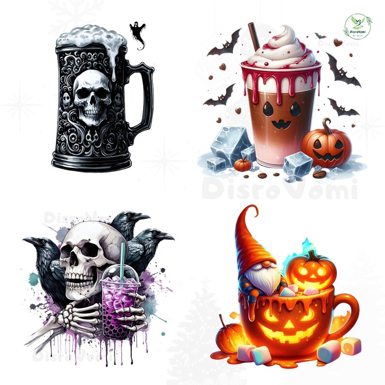50+ Creepy Drink Clipart Bundle, Halloween Cocktails Png, Iced Coffee ...