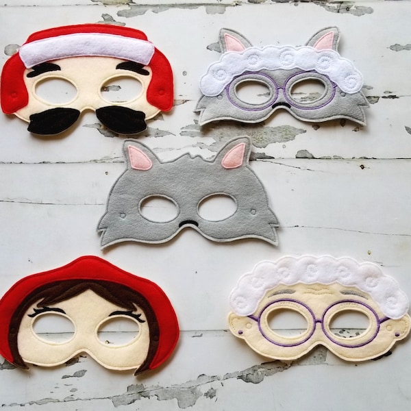 The Little Red Riding Hood Character Masks - Etsy