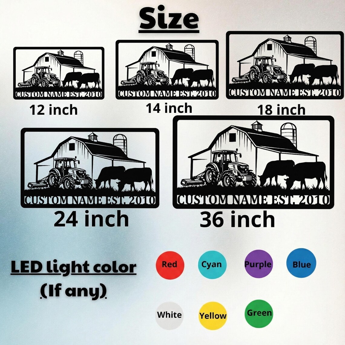 Custom Farm Metal Sign With Tractor & Cows – Personalized Metal Wall ...