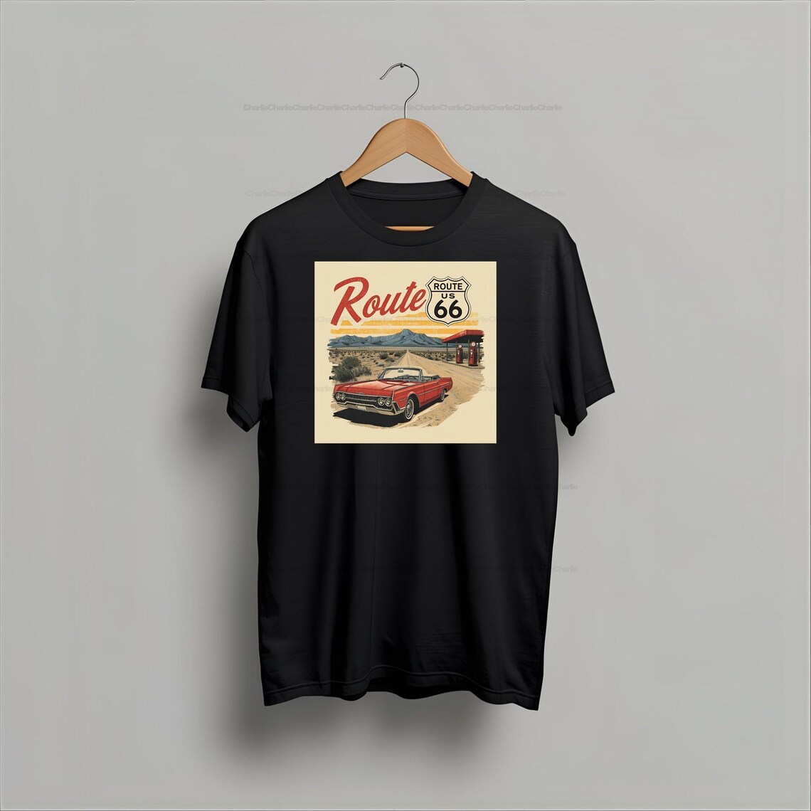 Vintage Route 66 PNG: Classic Car Road Trip Sublimation Design (digital ...