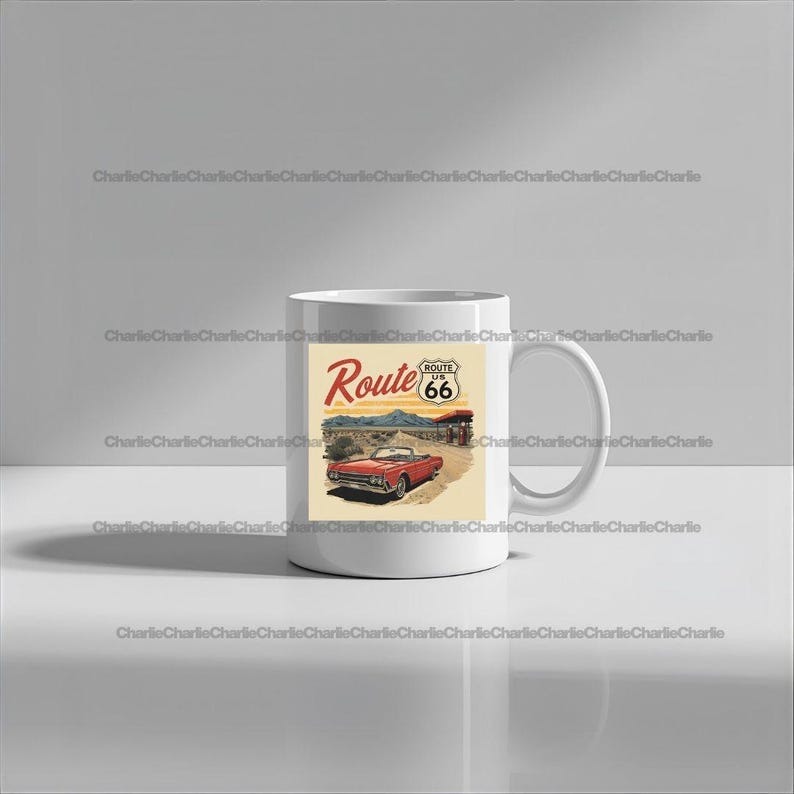 Vintage Route 66 PNG: Classic Car Road Trip Sublimation Design (digital ...