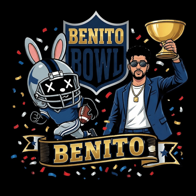Benito Super Bowl PNG, Bad Bunny Football Champion Design, Super Bowl ...