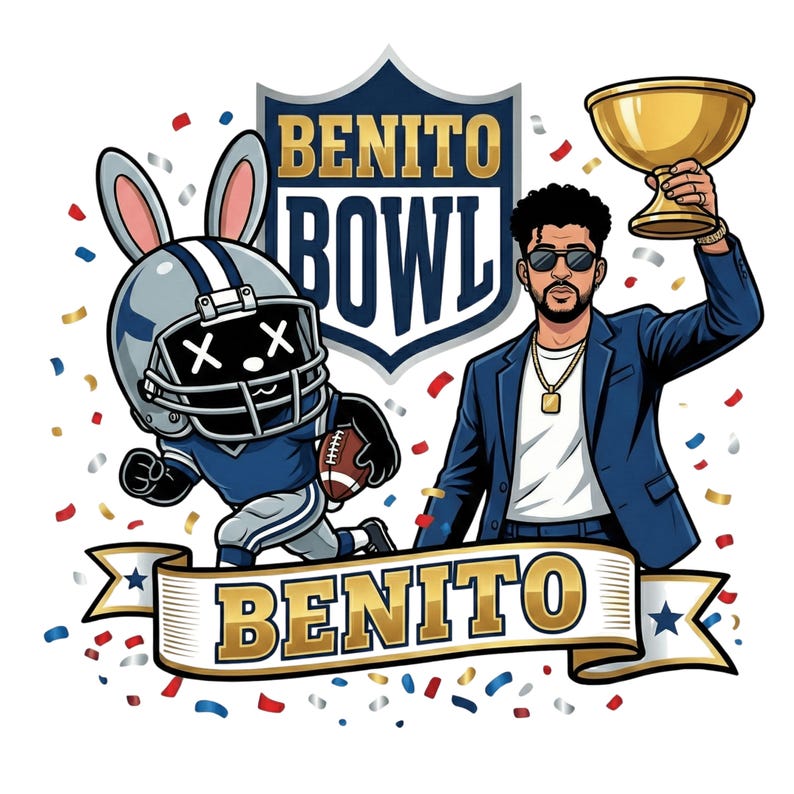 Benito Super Bowl PNG, Bad Bunny Football Champion Design, Super Bowl ...