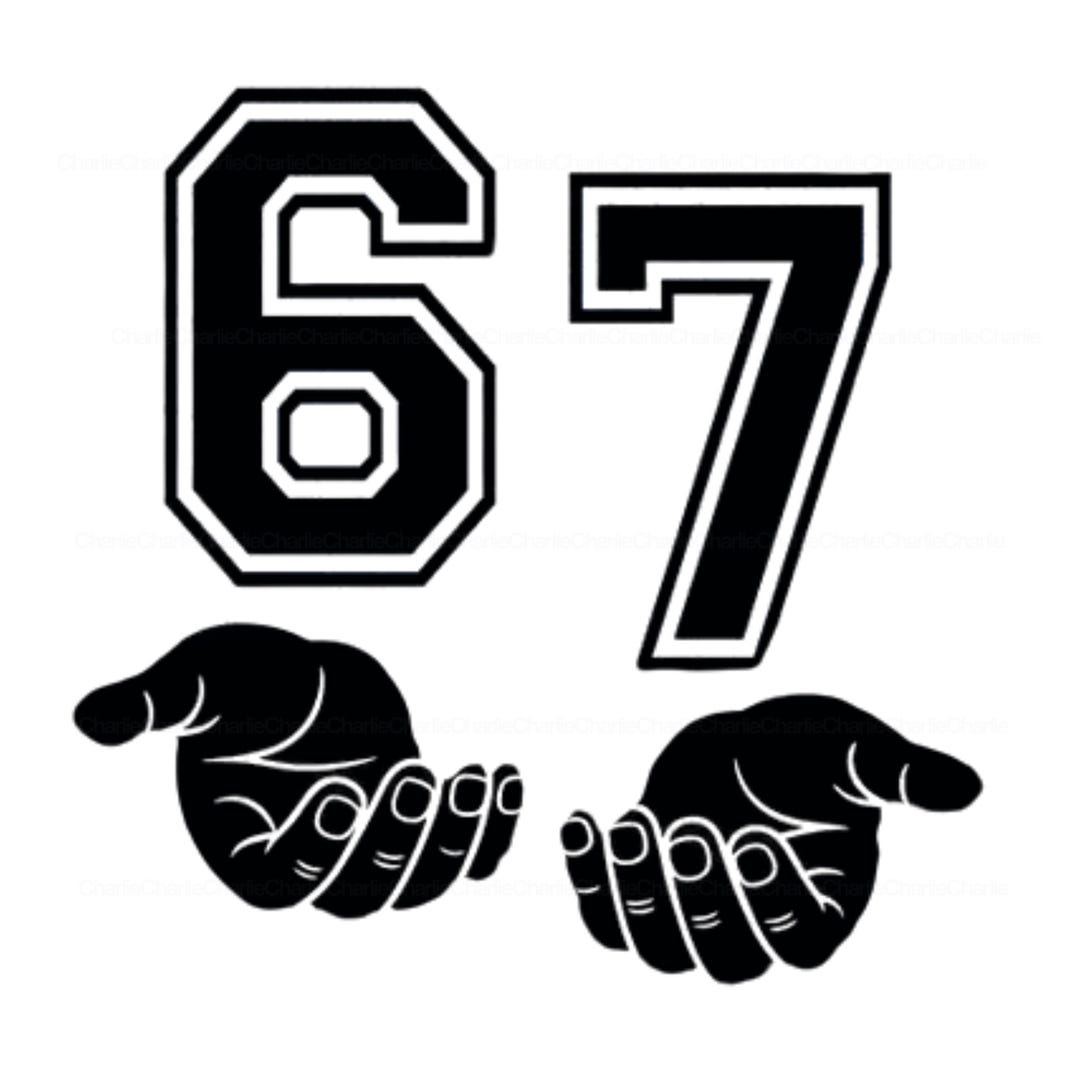 Six Seven 6 7 Hand Sign PNG Bundle | Black Hand Graphic Design ...