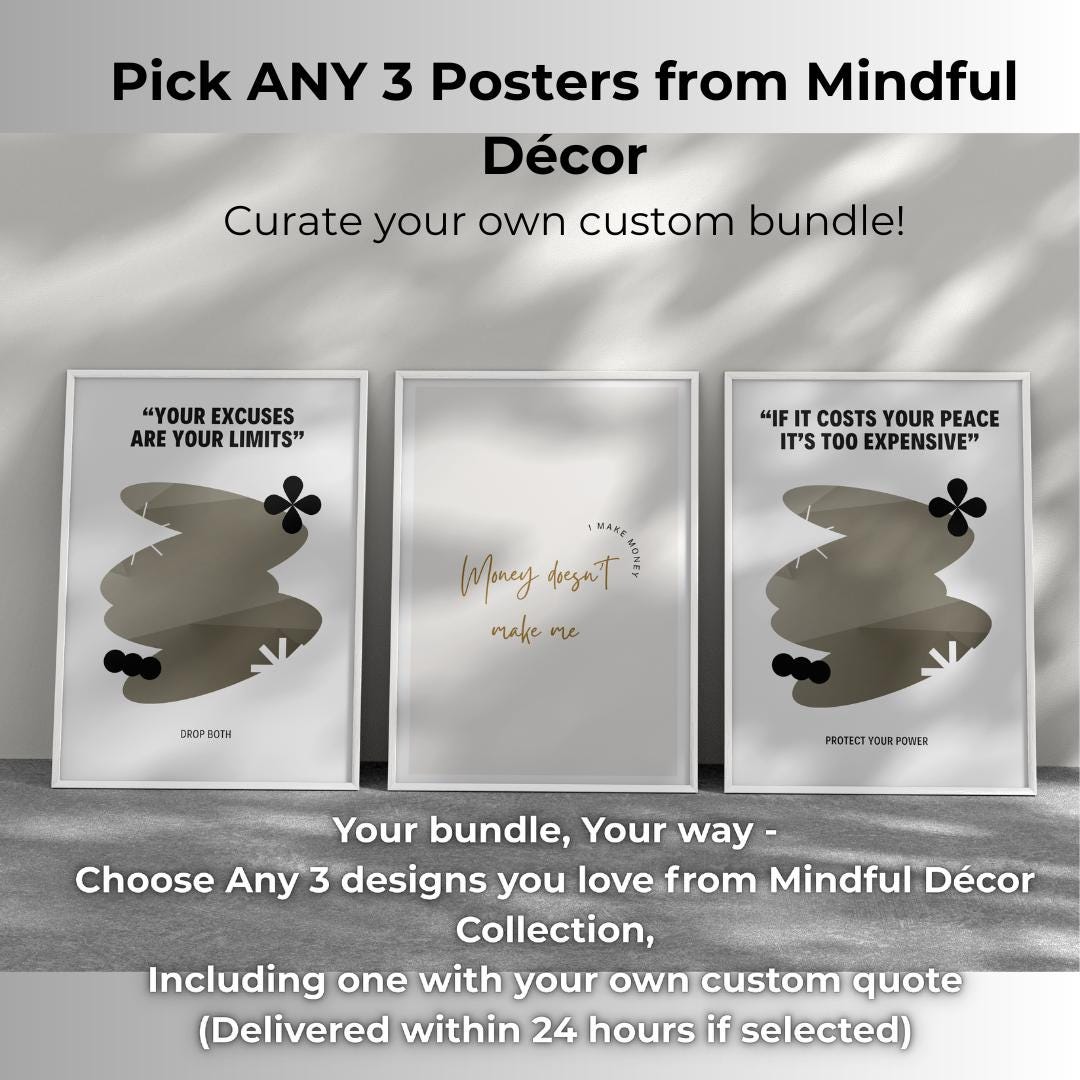 Pick Any 3 Digital Posters - A2 Printable Wall Art Bundle From Mindful ...