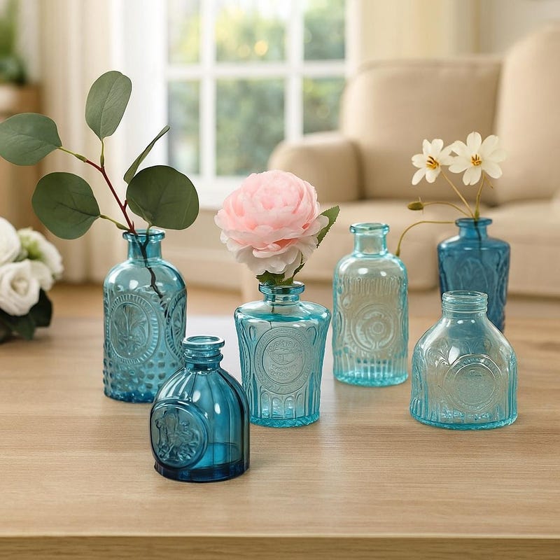 Mini Blue Flower Vases - Etsy