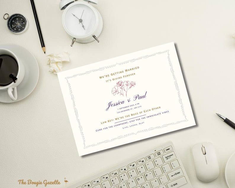 Funny, Romantic Gen Z Wedding Invitation: Wild Flowers, Its Giving ...