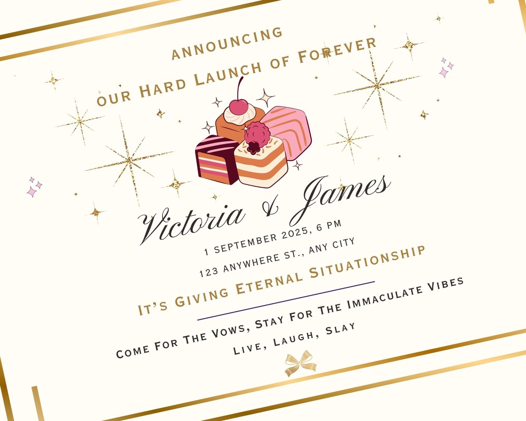 Funny Invitation. Petit Fours Funny Gen Z Wedding Invitation: Printable ...