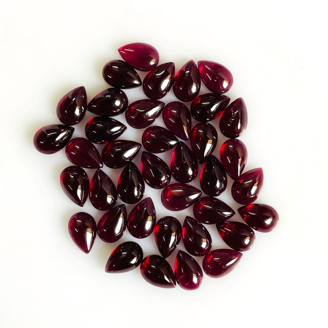 Buy Natural Red Garnet Pear Shape Cabochon 6x9mm – Genuine Gemstone for ...