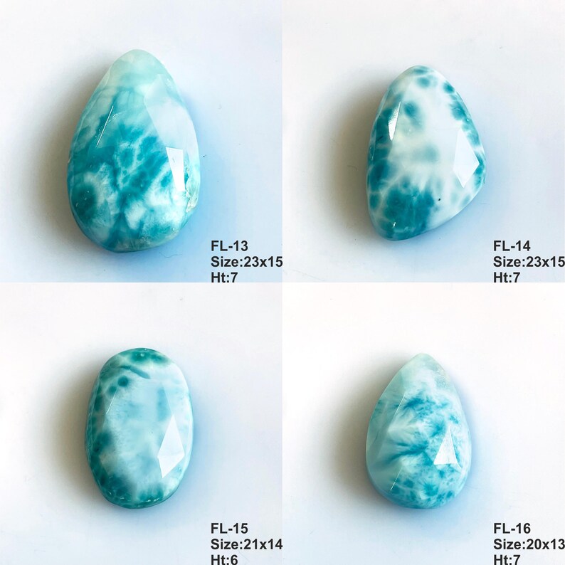 Faceted Larimar Cabochons–caribbean Blue Gemstone for Jewelry Making ...