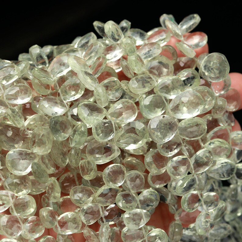 Green Amethyst Faceted Pear Shape Gemstone Beads Strand - Etsy