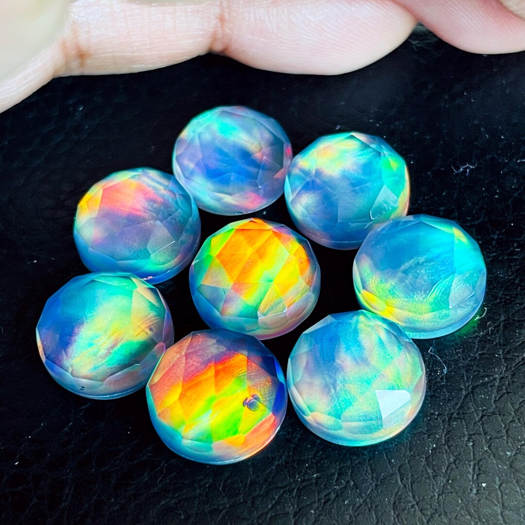 Aurora Opal Round Blue Cabochon for Earring and Jewelry With Size ...