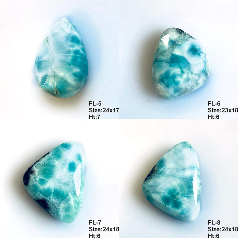 Faceted Larimar Cabochons–caribbean Blue Gemstone for Jewelry Making ...