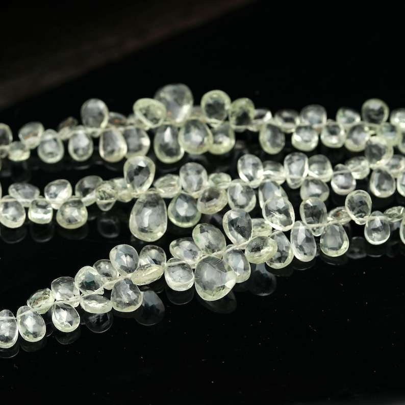 Green Amethyst Faceted Pear Shape Gemstone Beads Strand - Etsy