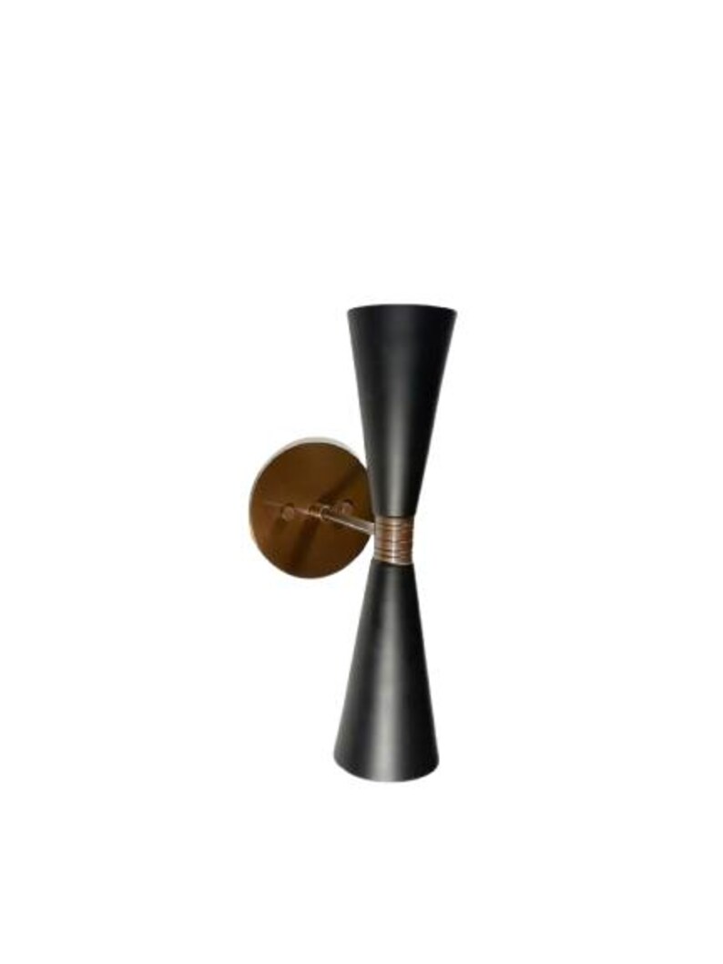 Mid-century Modern Wall Sconce: Bow Tie Cone Lamp, Antique Brown ...