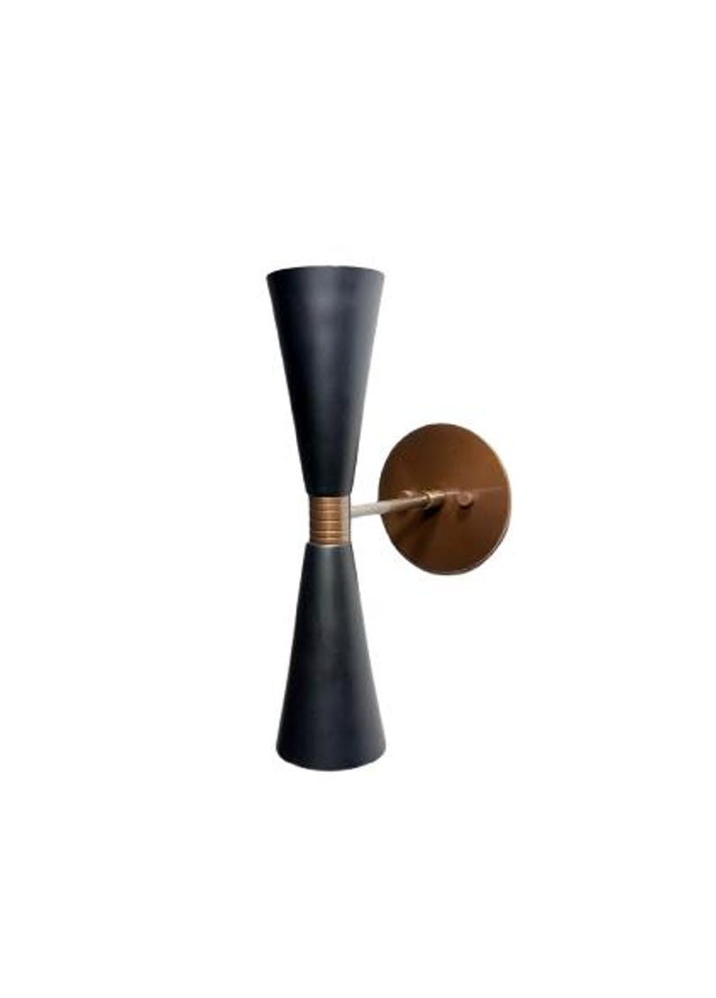 Mid-century Modern Wall Sconce: Bow Tie Cone Lamp, Antique Brown ...