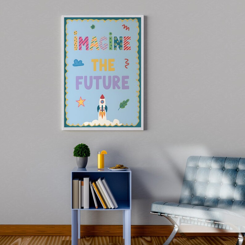 Imagine the Future Motivational Wall Art for Kids Room (digital ...