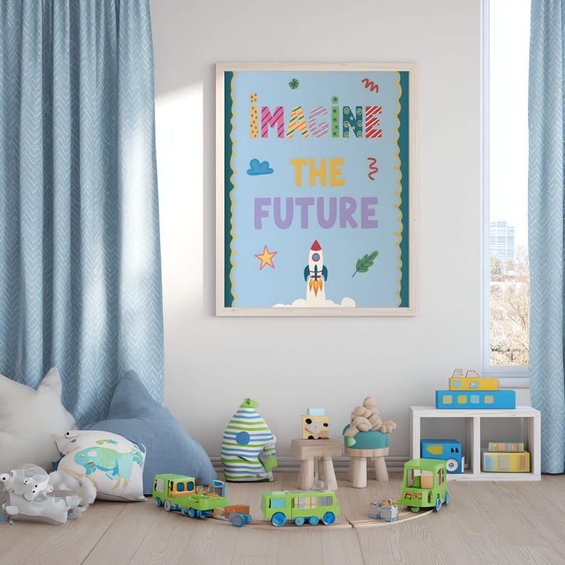 Imagine the Future Motivational Wall Art for Kids Room (digital ...