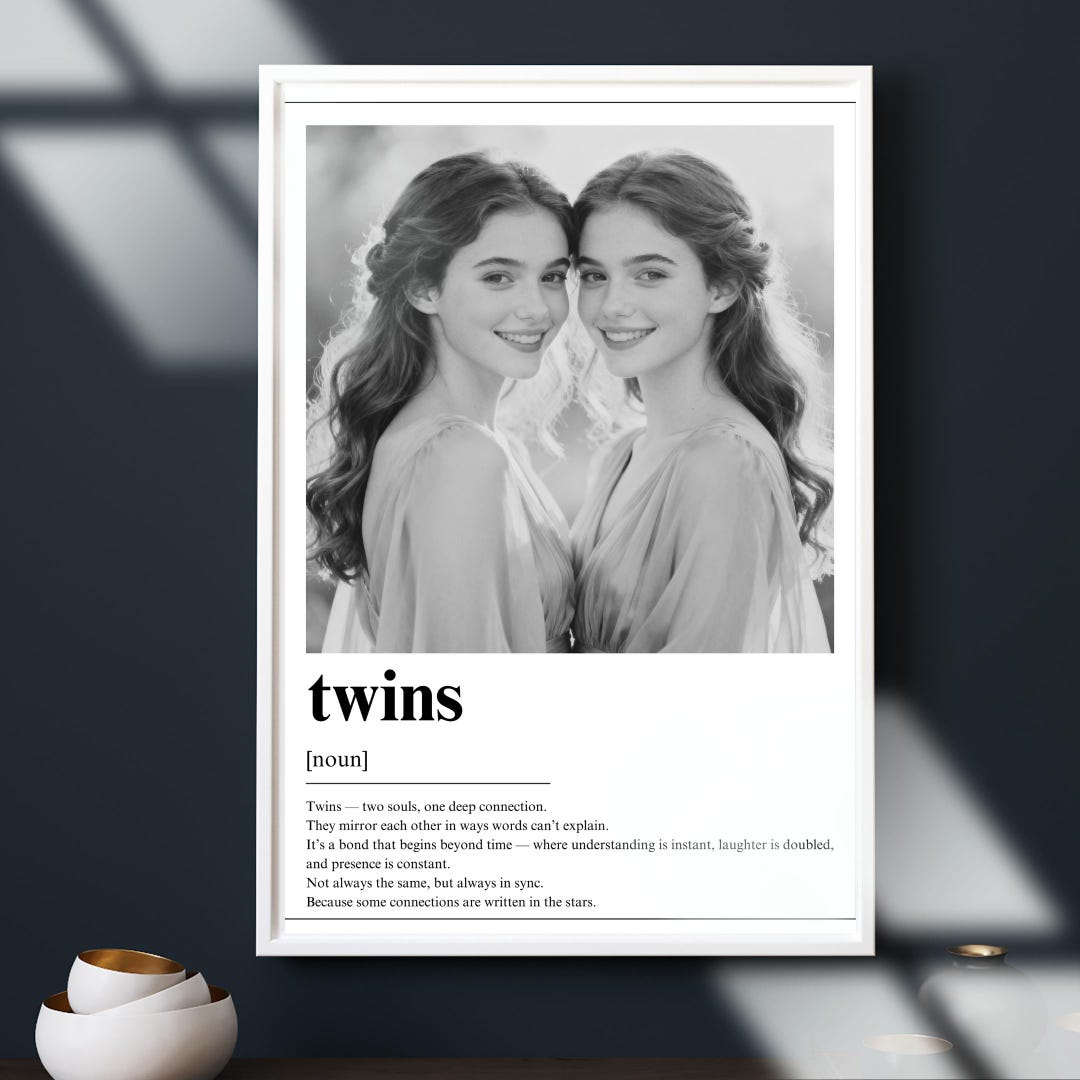 Twins Definition Art Print: Sibling Gift, Typography Poster (digital ...