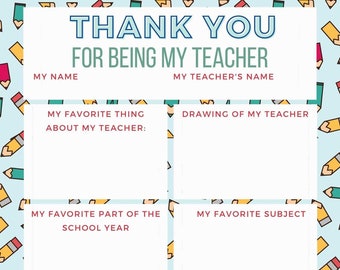 Teacher Appreciation Week Printable, All About My Teacher, Teacher End ...