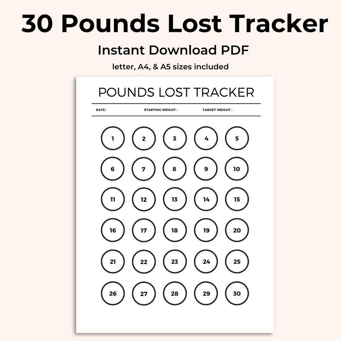 30 Pounds Lost Weight Tracker Printable, Weight Loss Tracker, Weight ...