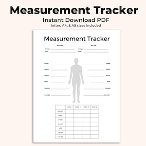 Weight Loss Body Measurements Tracker, 4 Week Body Transformation ...