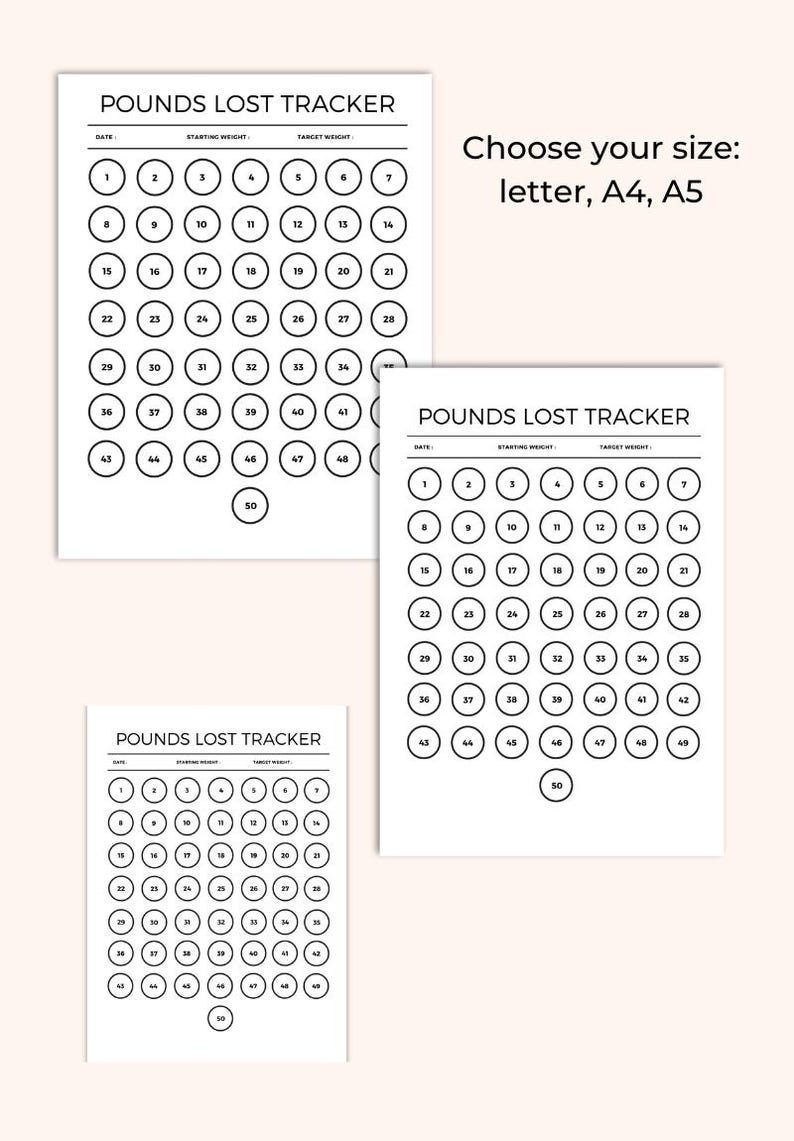 50 Pounds Lost Weight Tracker Printable, Weight Loss Tracker, Weight ...