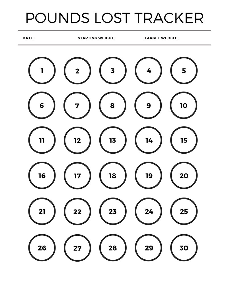 30 Pounds Lost Weight Tracker Printable, Weight Loss Tracker, Weight ...