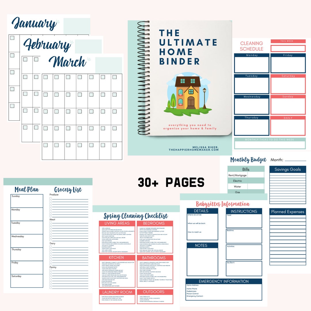Ultimate Home Binder, Home Management Binder, Planner Inserts ...