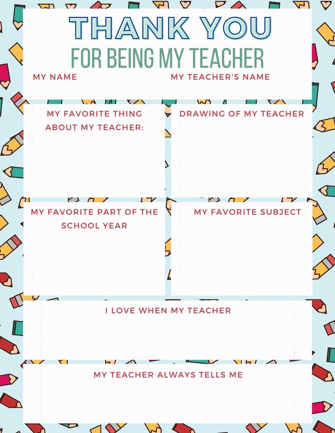 Teacher Thank You Printable - Teacher Appreciation Week Printable ...