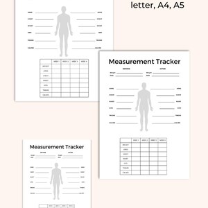 Weight Loss Body Measurements Tracker, 4 Week Body Transformation ...